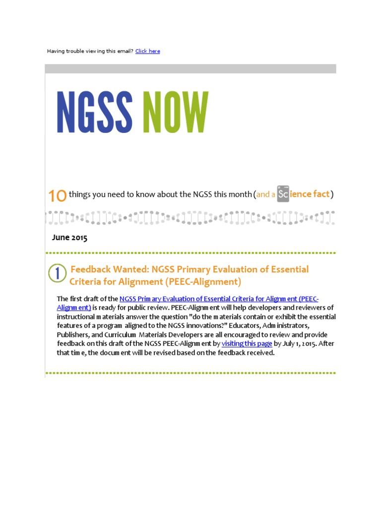 June 2015 NGSS NOW | PDF | Science | Educational Psychology