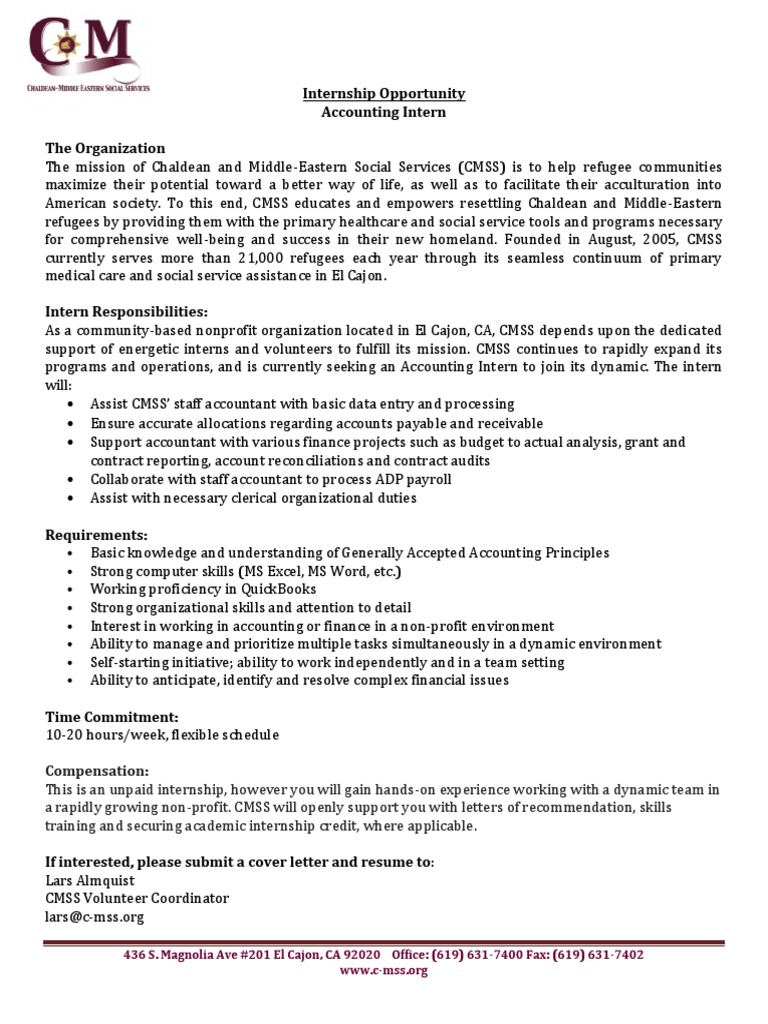 Accounting Internship - Description | PDF | Career & Growth