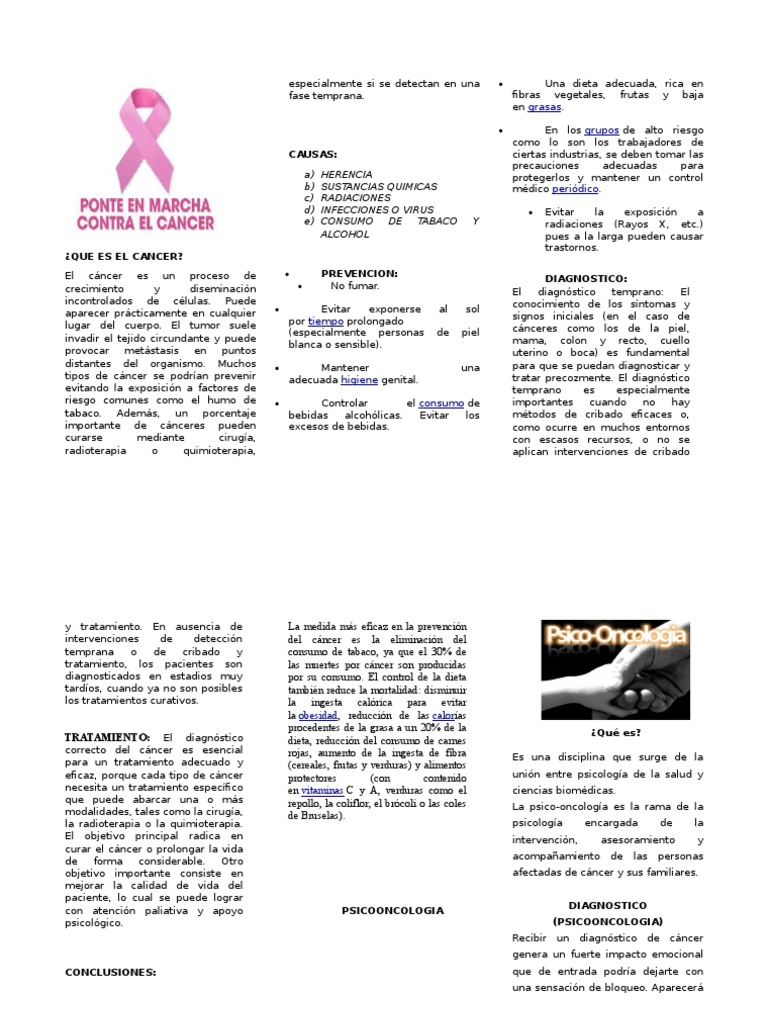 Triptico Cancer | PDF | Cáncer | Medicina CLINICA