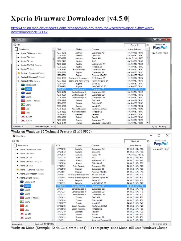 Xperia Firmware Downloader | PDF | Microsoft Windows | Windows Vista