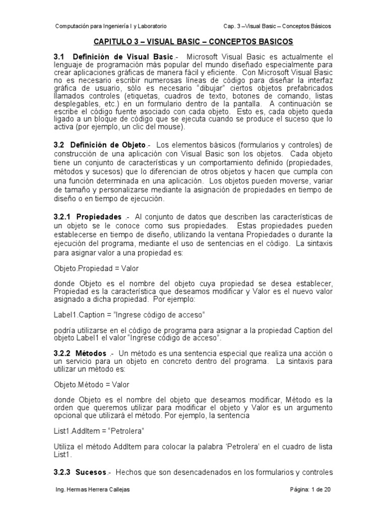 Capítulo 3 Visual Basic - Conceptos Básicos | PDF | Objeto (informática) | Point and Click