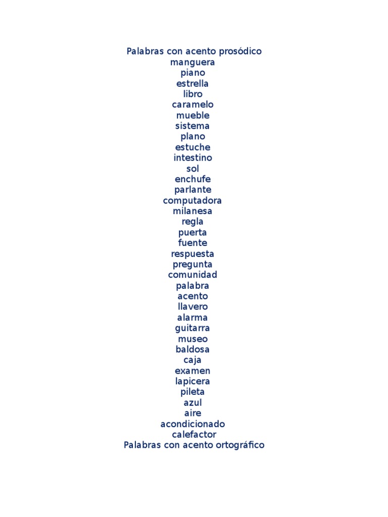 Palabras Con Acento Prosódico | PDF
