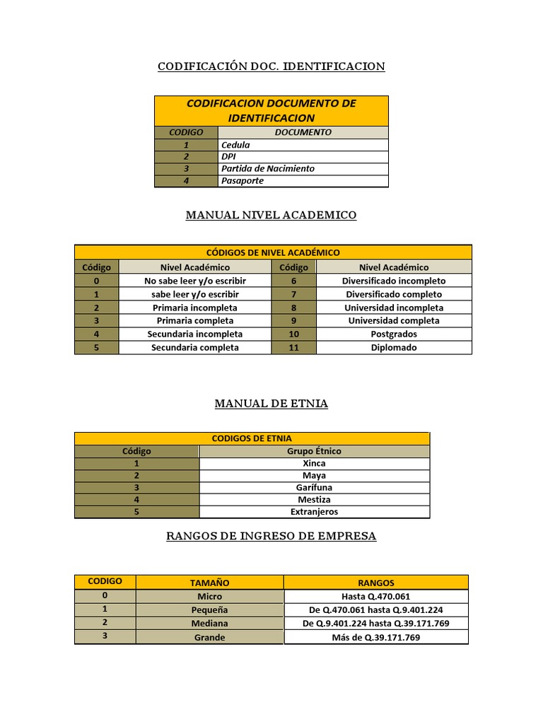 Manual Codificacion No.1 | PDF