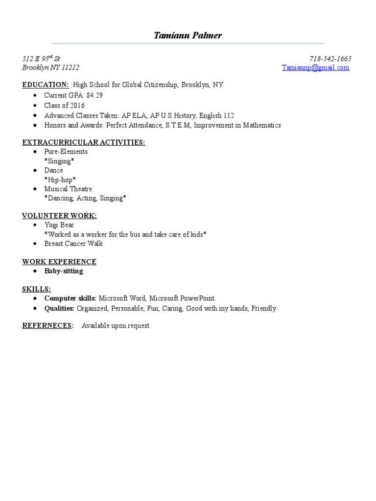 Tamiann Palmer's Resume Overview | PDF