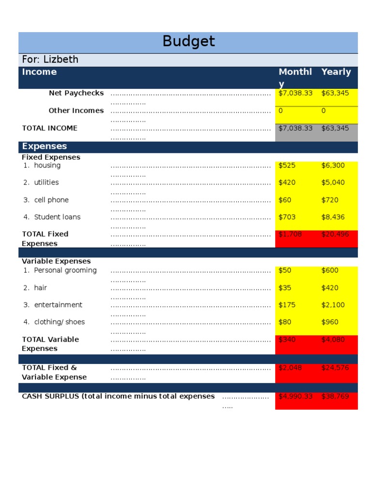 Budget Blank | PDF
