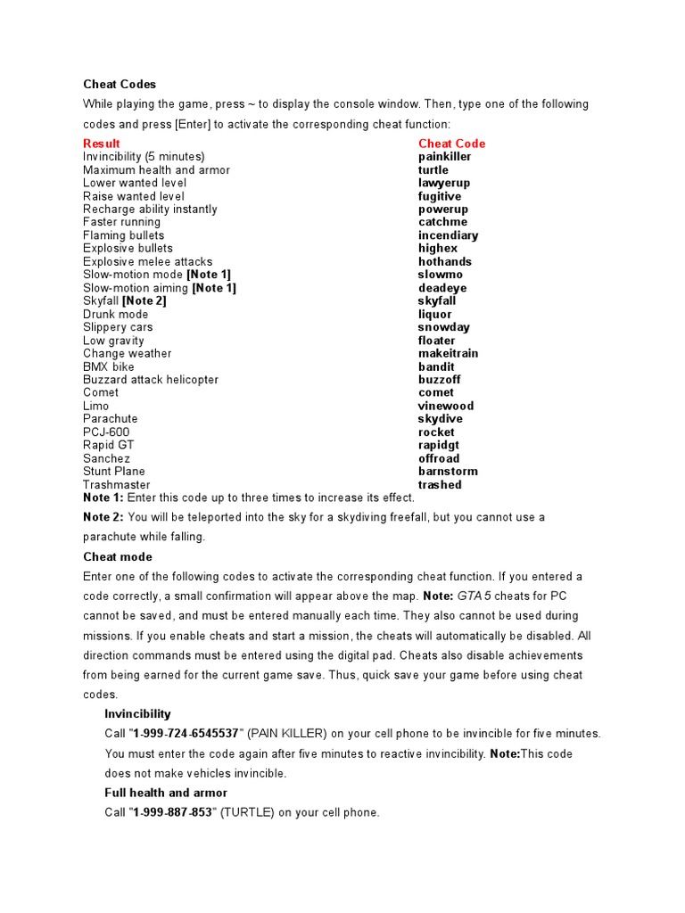 Gta 5 Cheats Pc