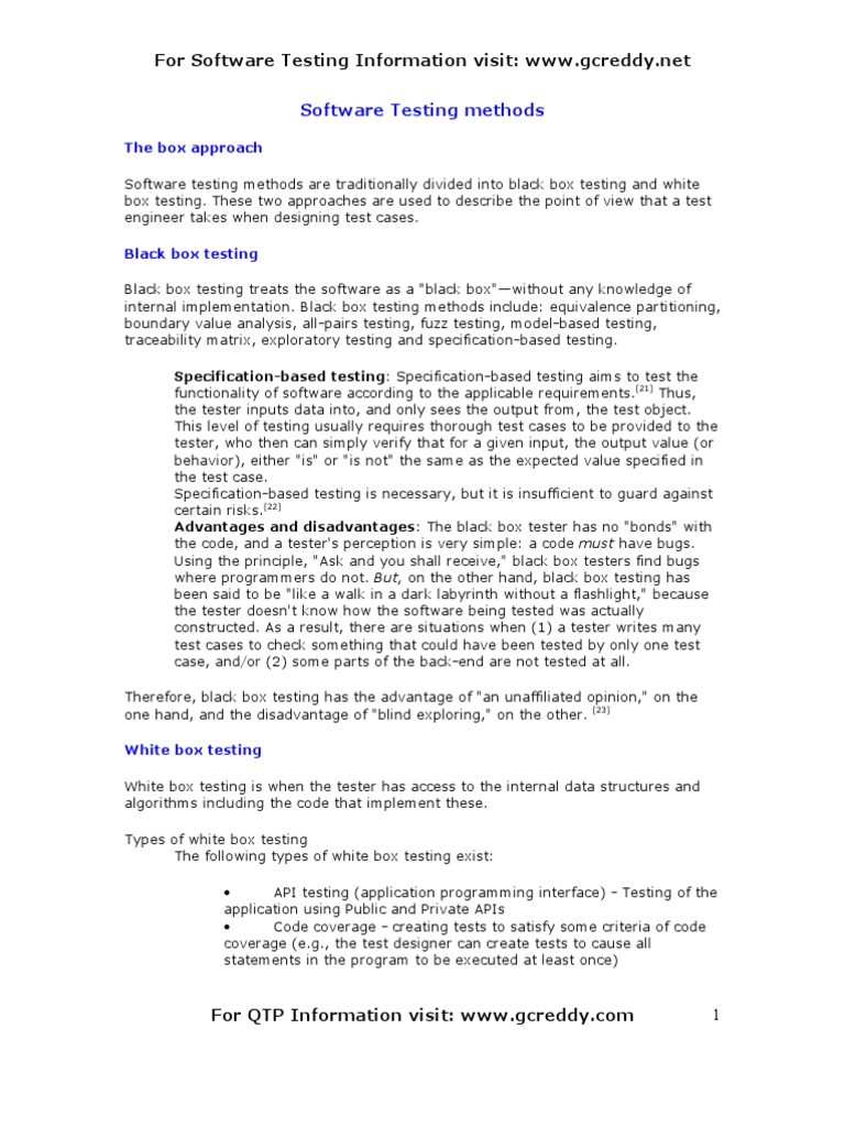 Software Testing Methods | PDF | Software Testing | Unit Testing