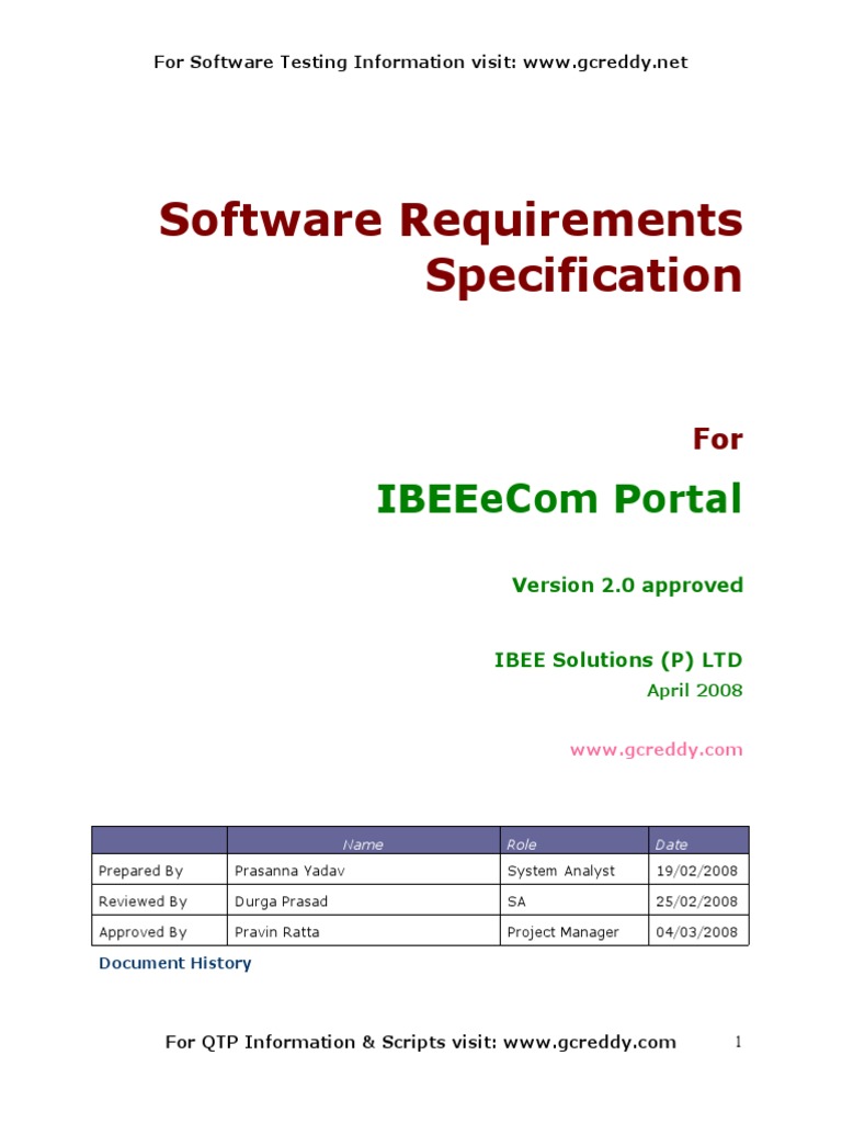 Software Requirements Specification | Download Free PDF | Use Case ...