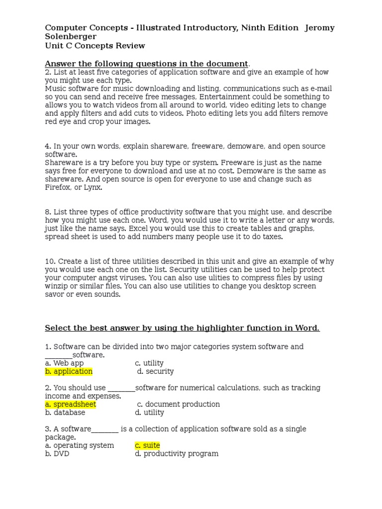 Unit C Concepts Review | PDF | Operating System | Application Software