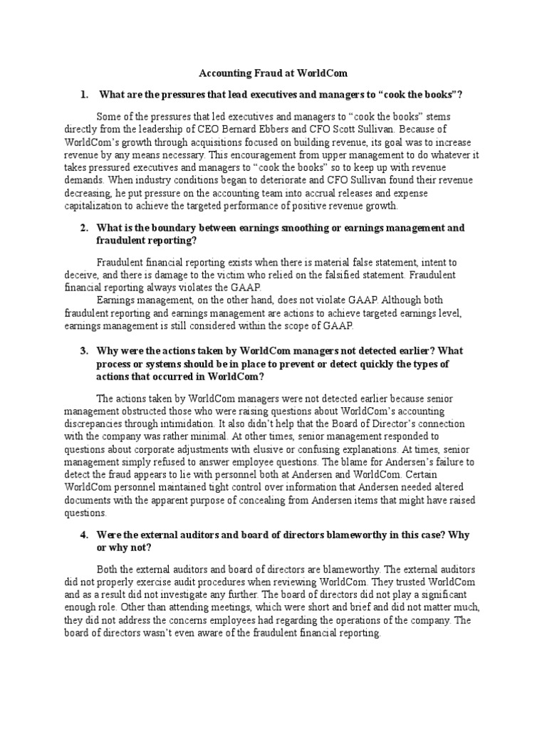 Worldcom Fraud Case Analysis | PDF | Expense | Financial Statement