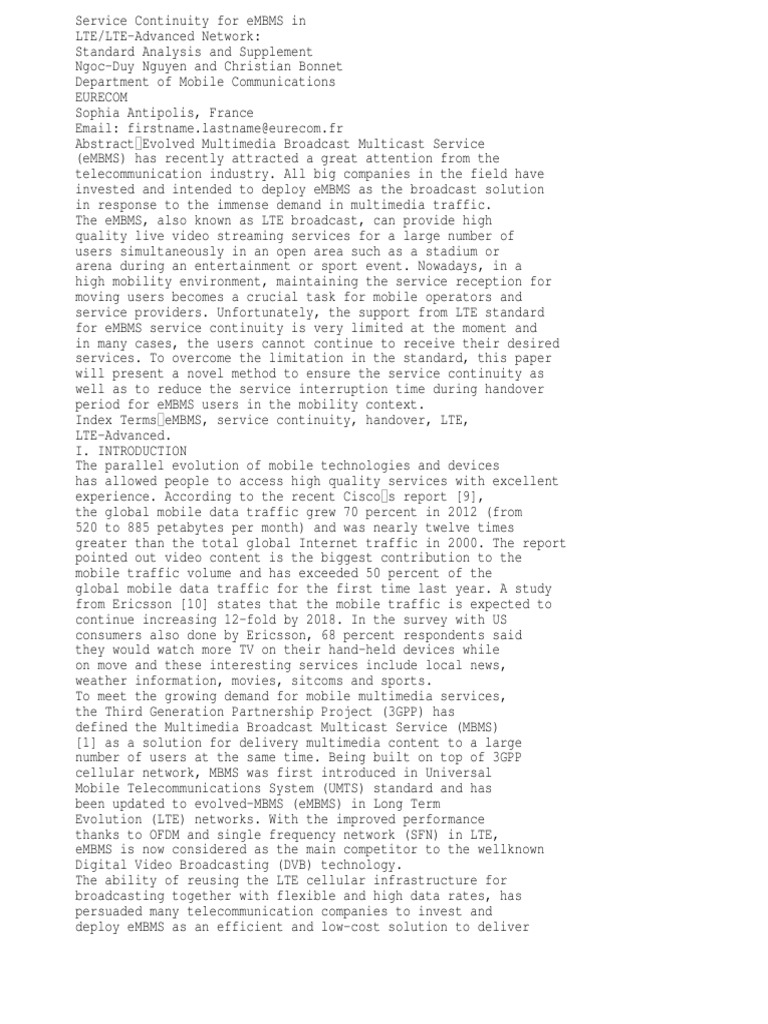 SIB 15 in eMBMS | PDF | Lte (Telecommunication) | Telecommunications ...