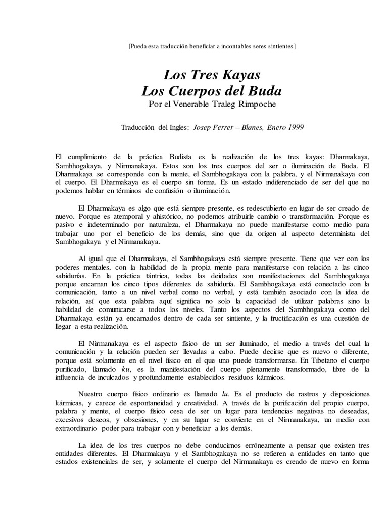 Venerable Traleg Rinpoche - Los Tres Kayas | PDF | Śūnyatā | Mahayana