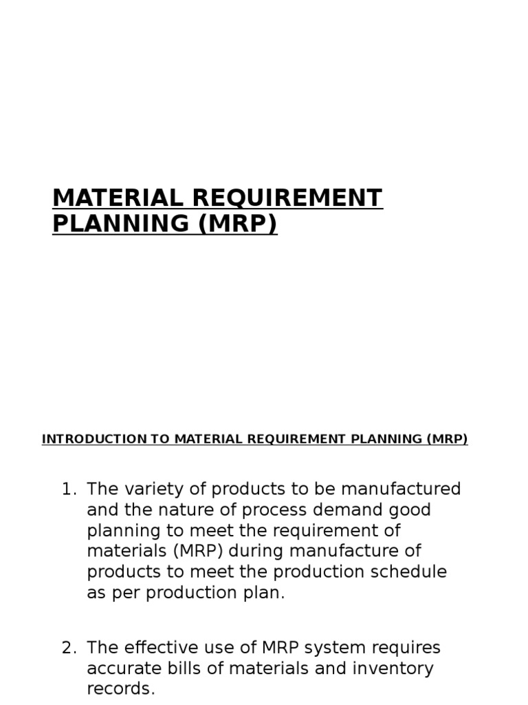 Understanding Material Requirement Planning | PDF | Inventory ...