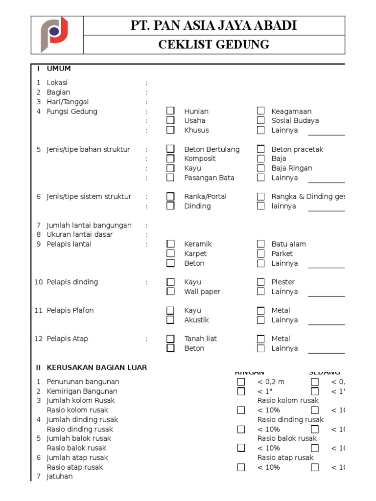 Form Ceklist Gedung | PDF