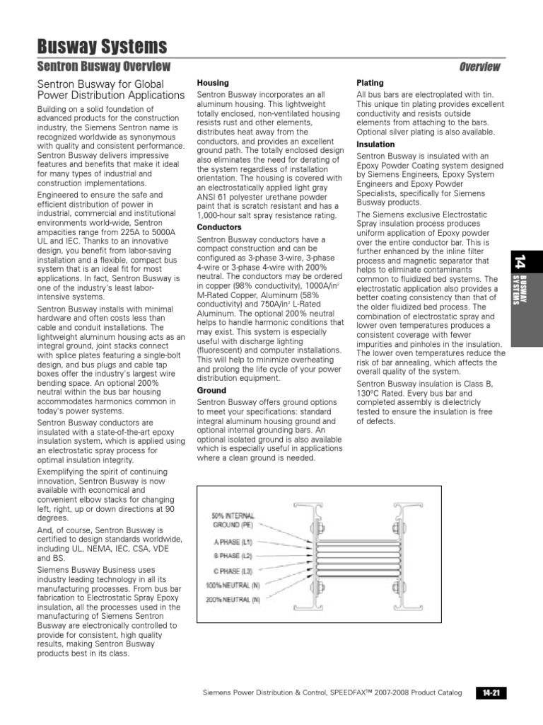 Siemens Sentron Busway | PDF | Electromagnetism | Electrical Engineering