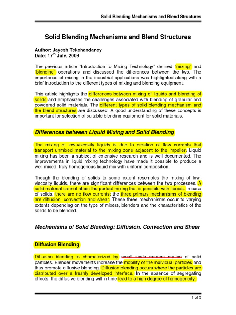 Solid Blending for Industrial Use | PDF | Physical Sciences | Materials
