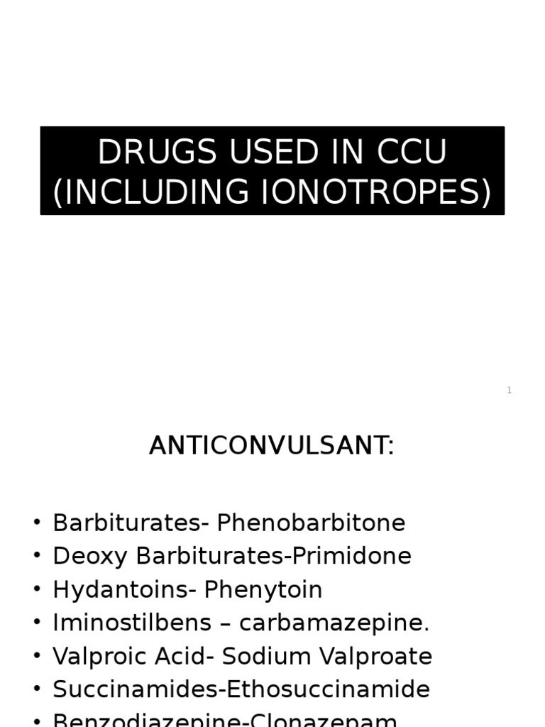 Drugs Used in Ccu | PDF | Naloxone | Anesthesia
