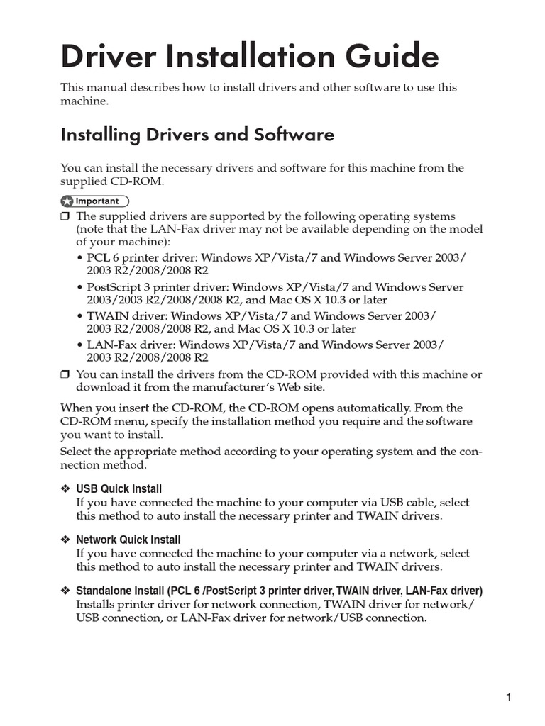 Driver Installation Guide: Installing Drivers and Software | PDF | Device Driver | Installation ...