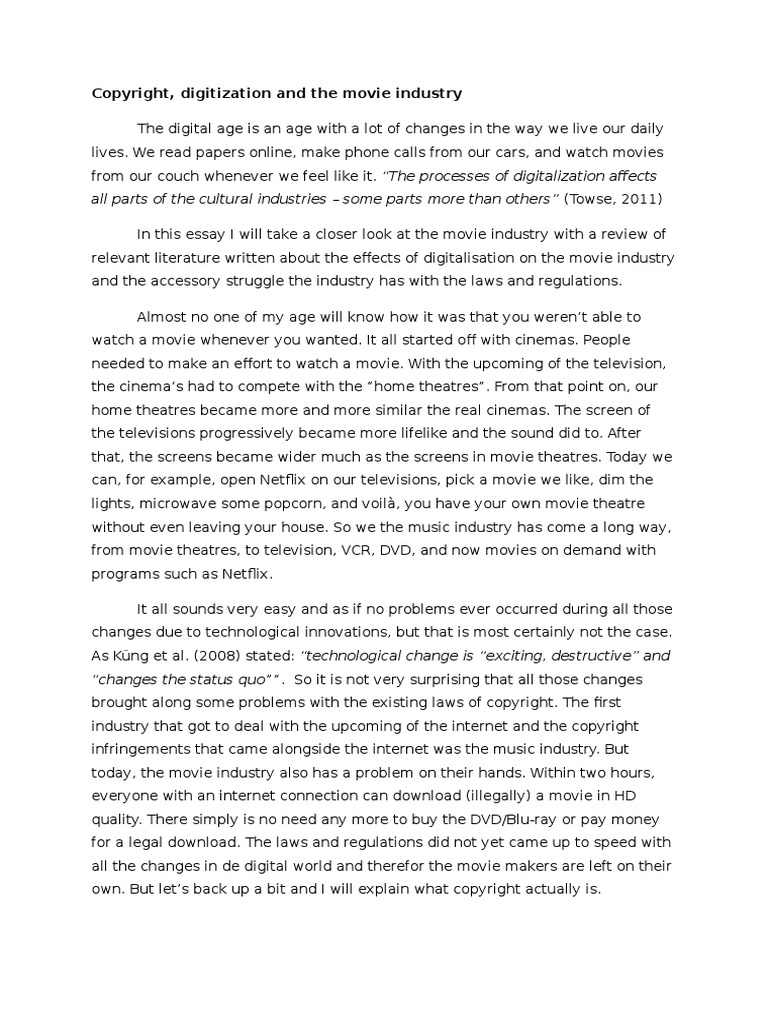 Copyright & The Movie Industry | PDF | Copyright Infringement ...