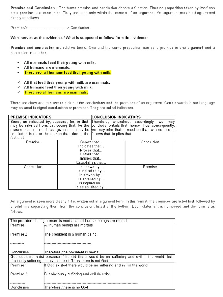 Difference Between Premise and Conclusion | Argument | Logic