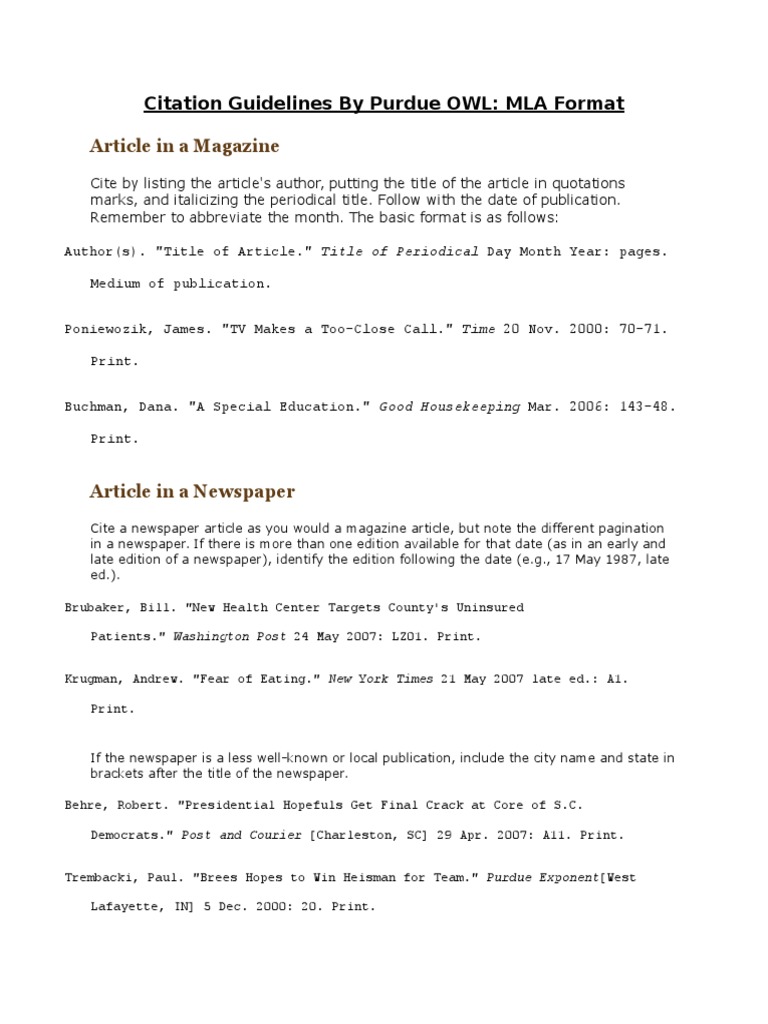 MLA Citation Guide for Students | PDF