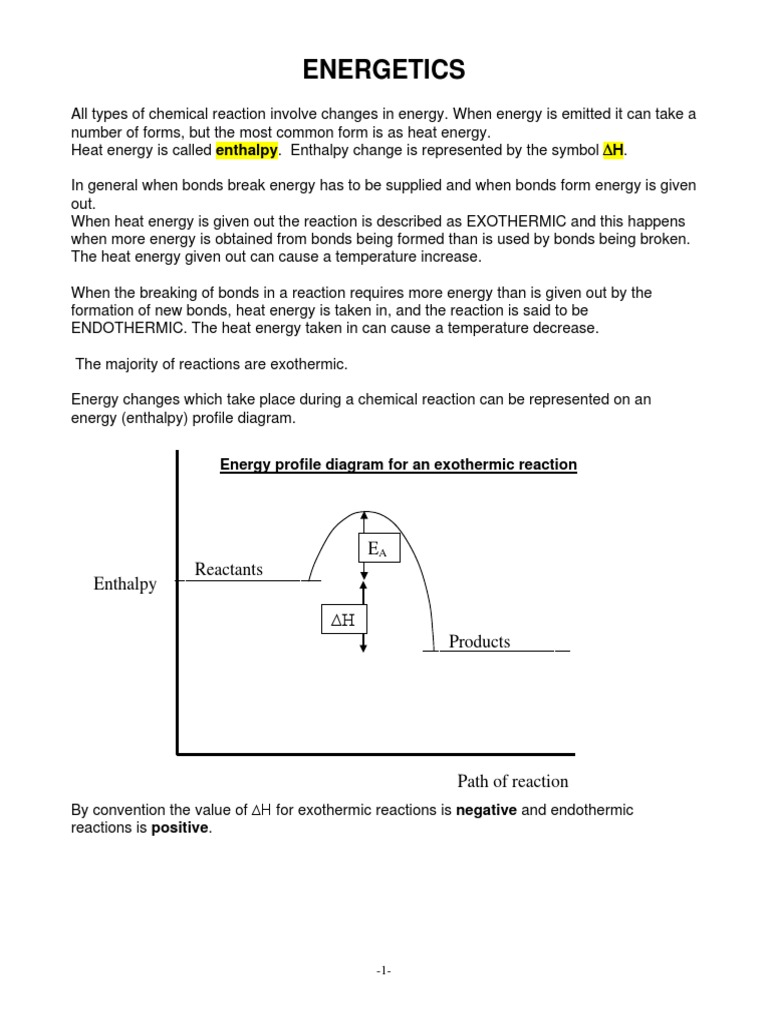 1.4 Energetics | PDF | Chemical Reactions | Enthalpy