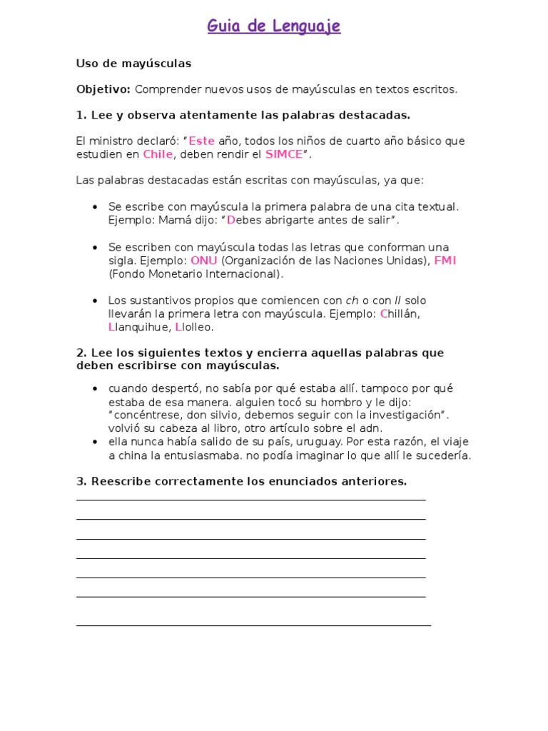 Uso de Mayuscula, Uso de La Coma, Párrafo, Idea Principal y Secundaria ...