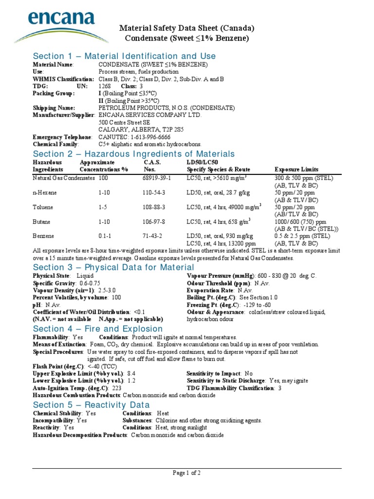 Section 1 - Material Identification and Use: Material Safety Data Sheet ...