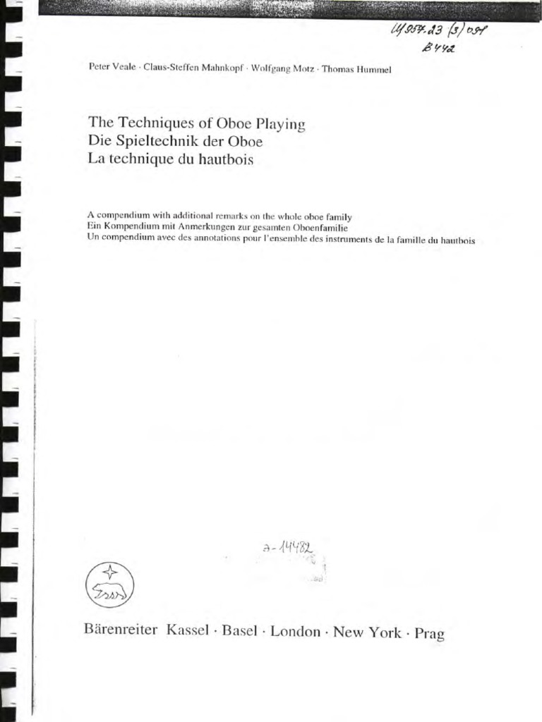 OBOÉ - MÉTODO - Técnicas Avançadas de Tocar Oboé - Peter Veale - (The ...