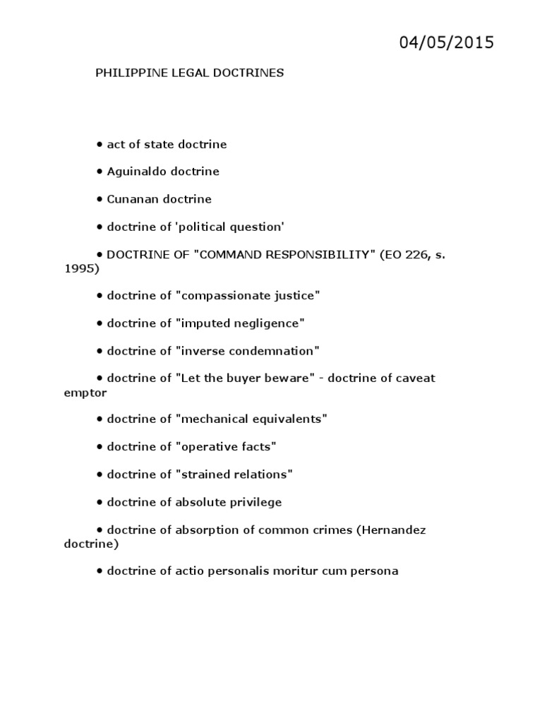 Philippine Legal Doctrines Overview | PDF | Sovereign Immunity | Estoppel