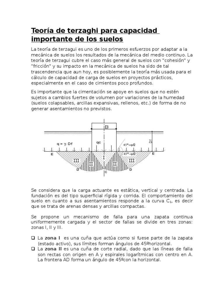 Teoría de Terzaghi en Capacidad de Carga | PDF | Fundación (Ingeniería ...