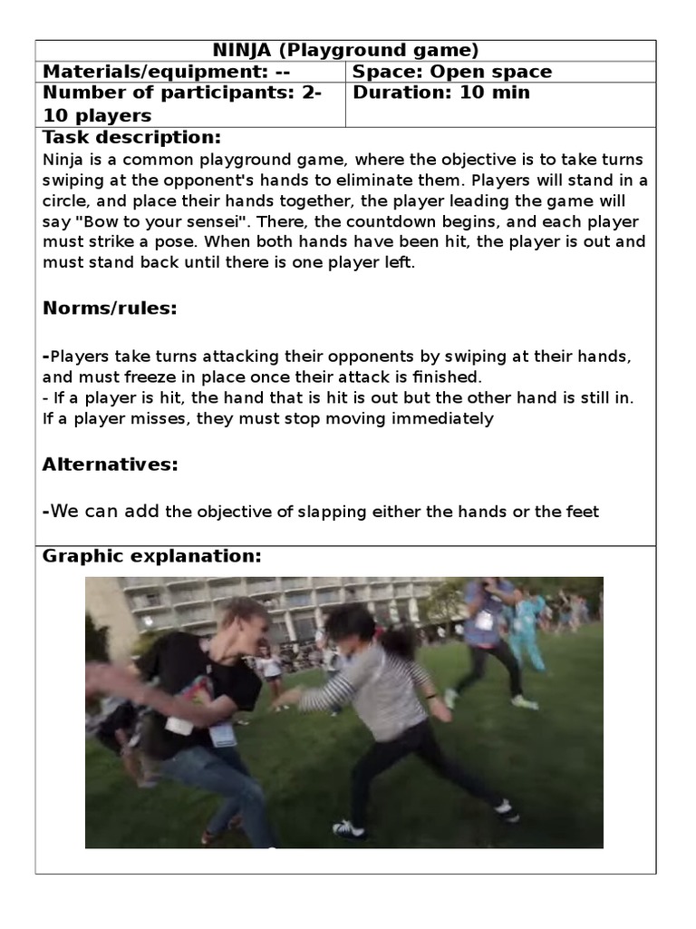 Ninja Hand Game Rules and Play Guide | PDF | Leisure | Play (Activity)
