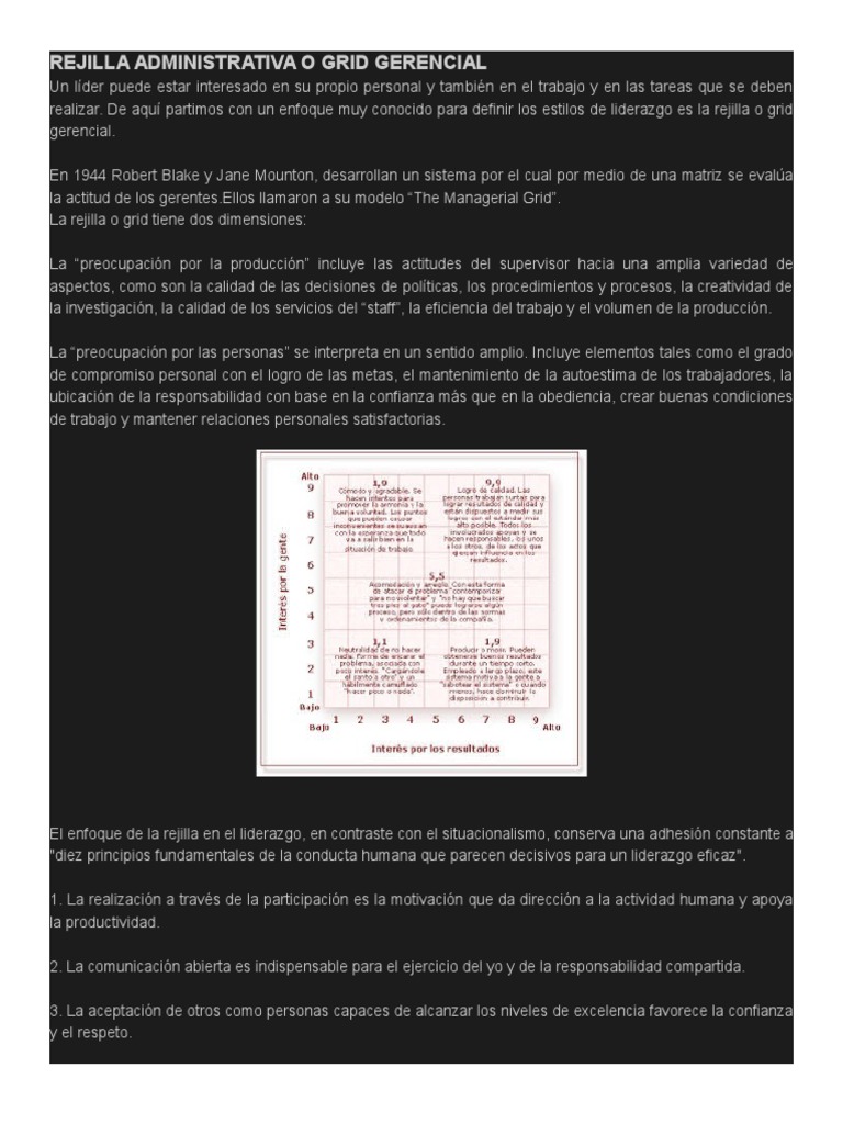 Rejilla Administrativa o Grid Gerencial | PDF | Liderazgo | Toma de ...