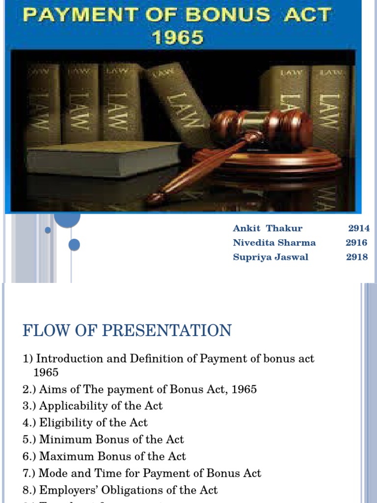 The Payment of Bonus Act, 1965 | PDF | Salary | Profit (Accounting)