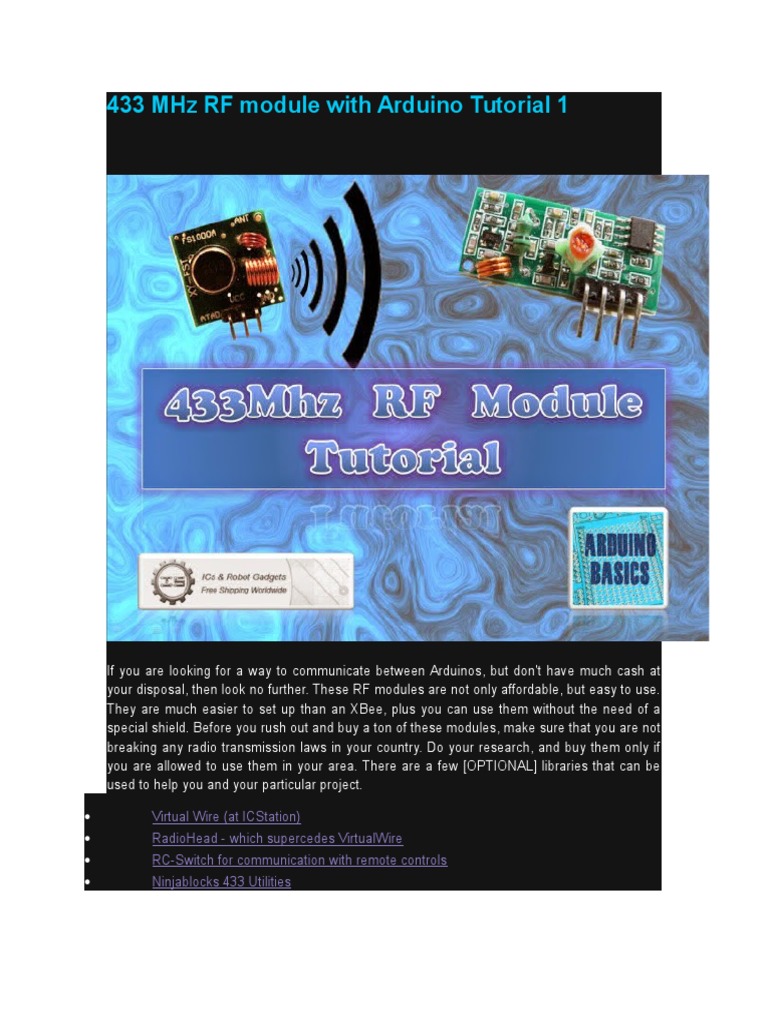 433 Mhz Rf Module With Arduino Tutorial 1 Pdf Arduino Transmitter