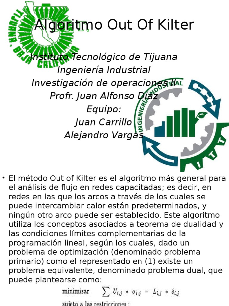 Algoritmo Out of Kilter | PDF | Algoritmos | Optimización Matemática