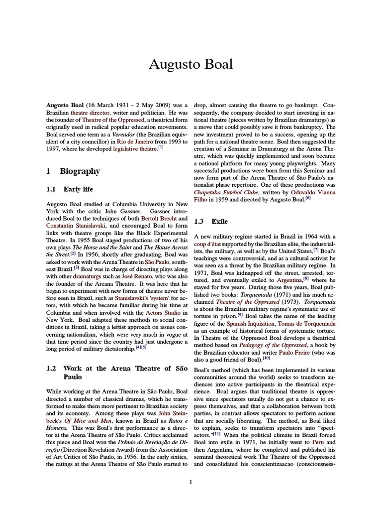 Augusto Boal PDF | PDF | Theatre | Entertainment (General)