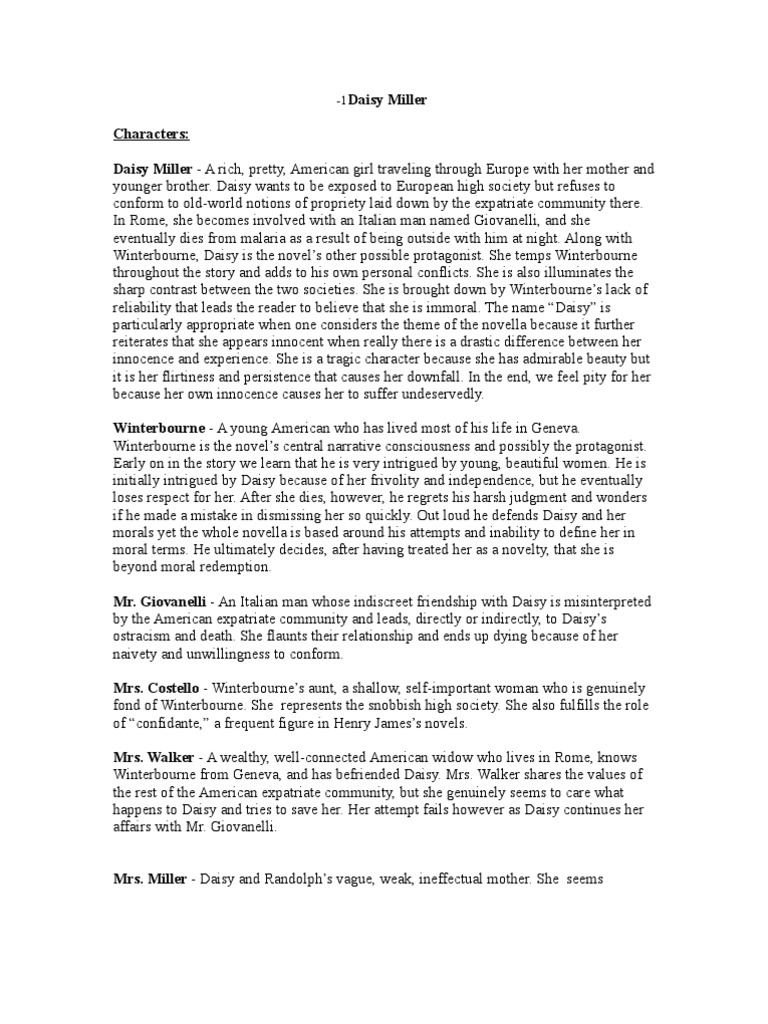 Daisy Miller: Character Analysis & Themes | PDF