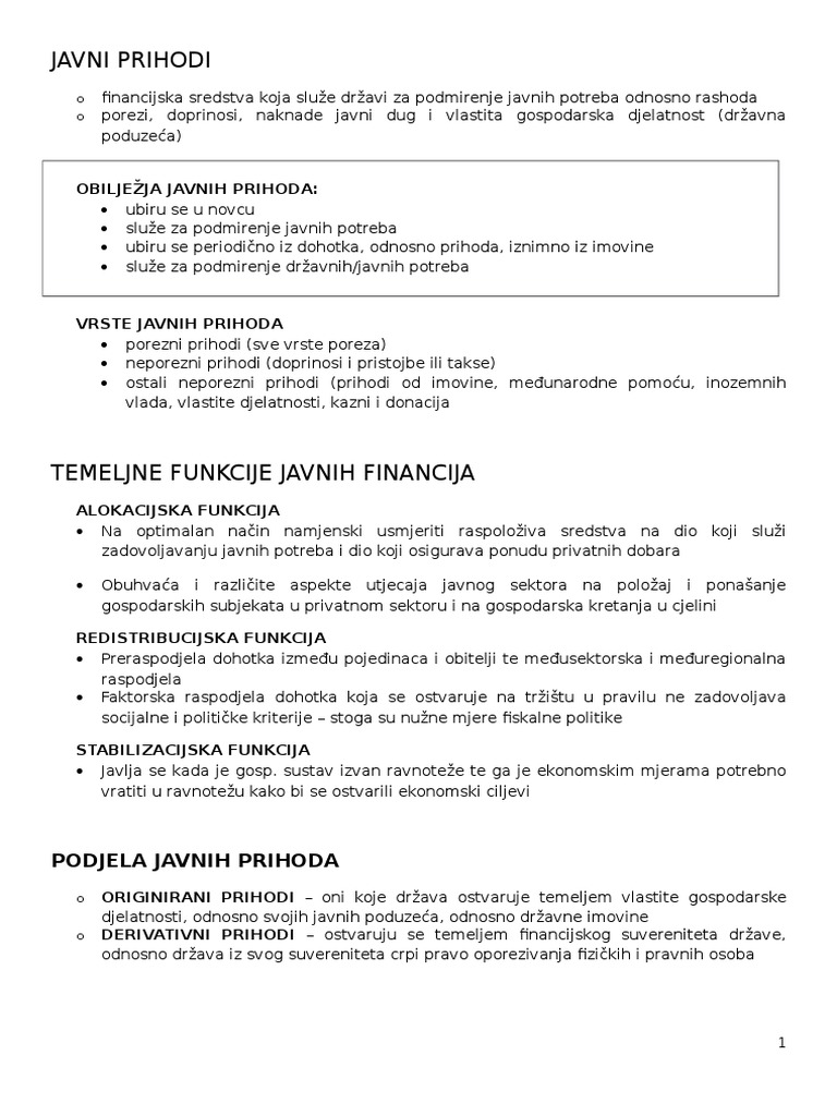 Porezni Sustav Hrvatske - Skripta | PDF