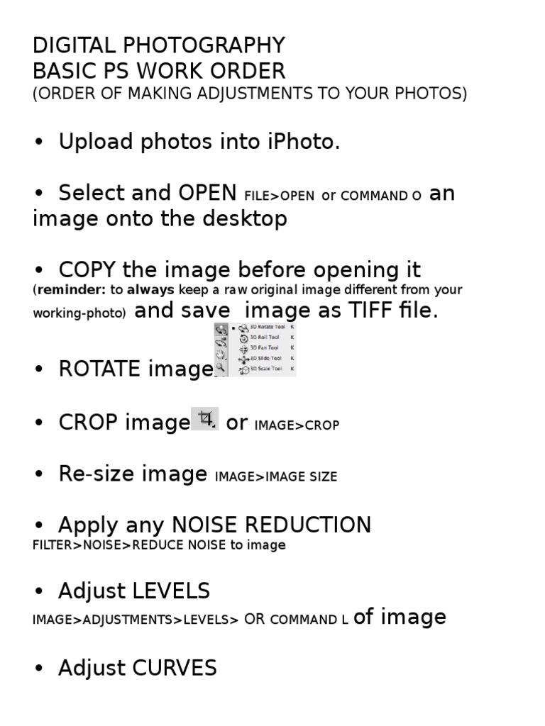 Digital Photography Editing Workflow Guide | PDF