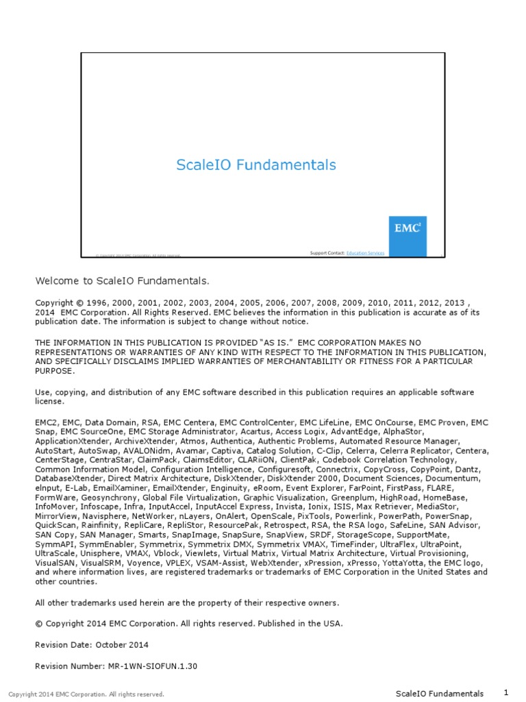 ScaleIO Fundamentals MR 1WN SIOFUN - Student Guide | PDF | Scalability | Computer Data Storage