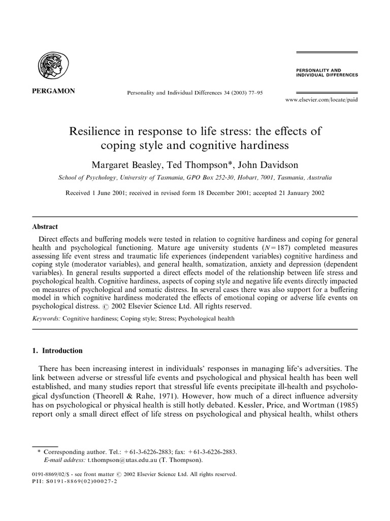 Resilience Coping | PDF | Psychological Resilience | Psychological Trauma