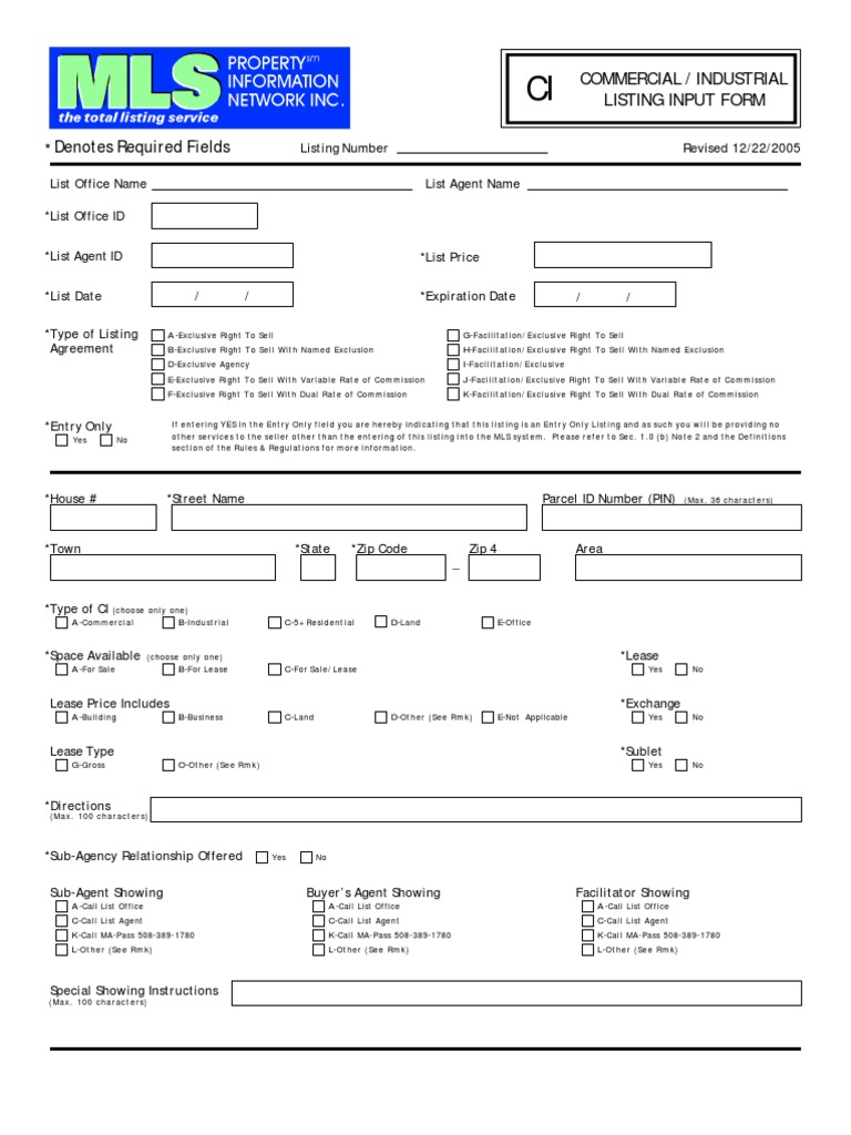CI Listing Input Form Overview | PDF | Lease | Business