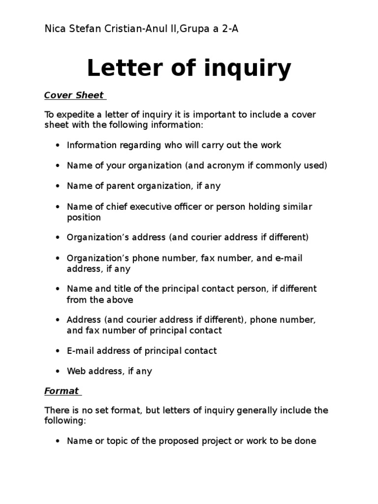 Inquiry and Complaint Letter Guidelines | PDF | Email | Communication