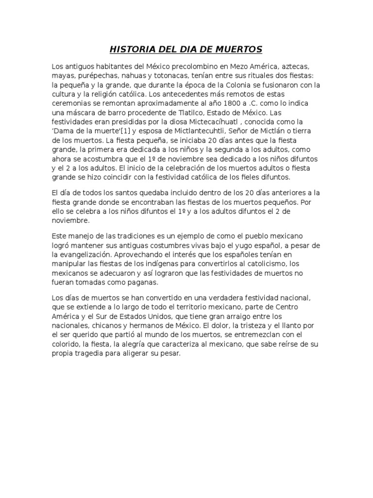 Historia Del Dia de Muertos | PDF | México | Rituales