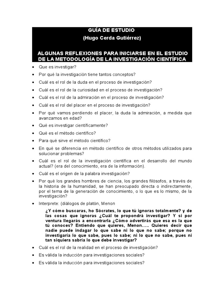 Guía de Estudio - Hugo Cerda | PDF | Método científico | Science