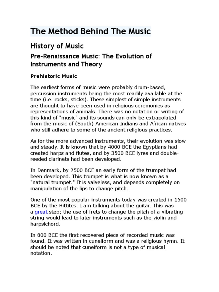 Evolution of Pre-Renaissance Music | PDF | Musical Instruments | Music ...