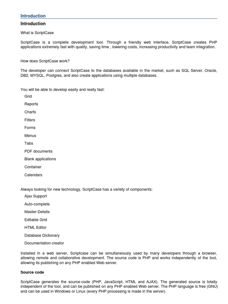 Script Case Manual and Documentation | PDF | Microsoft Access | Databases
