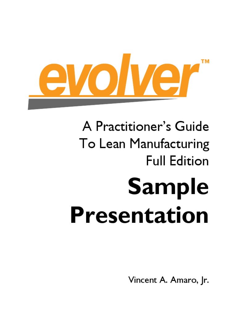 A Practitioner's Guide To Lean Manufacturing Full Edition: Sample ...