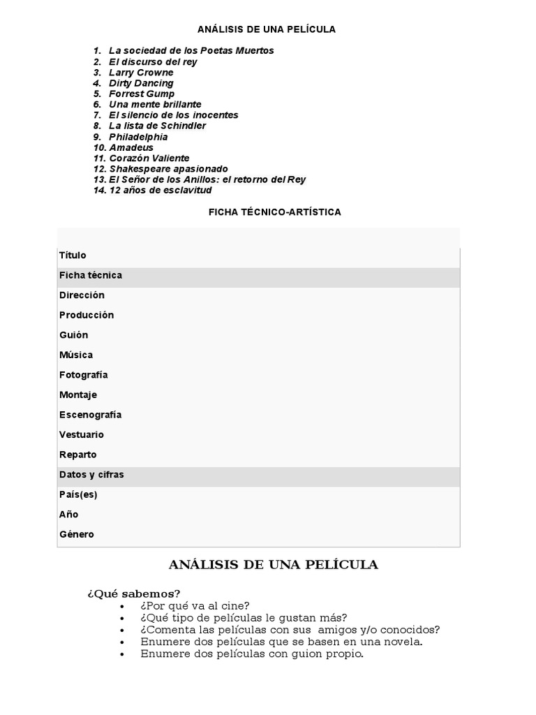 Analisis de Una Pelicula | PDF | Autor | Formas musicales